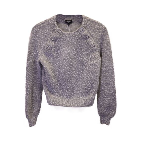 CHANEL | Sweaters | Chanel Cc Button Detailed Pullover In Grey Wool ...